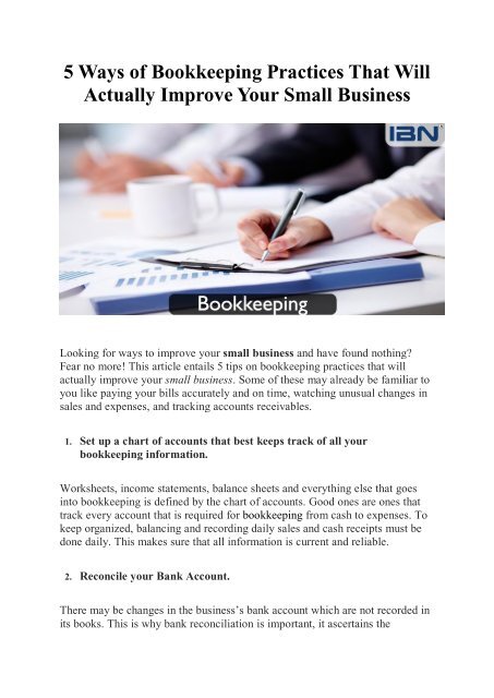 5 Ways of Bookkeeping Practices That Will Actually Improve Your Small Business