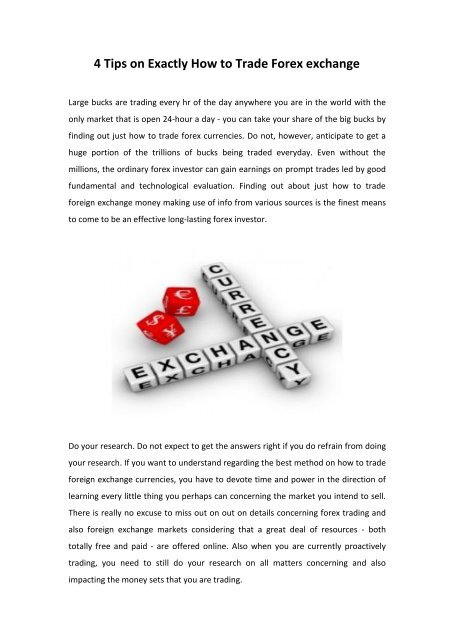 4 Tips on Exactly How to Trade Forex exchange