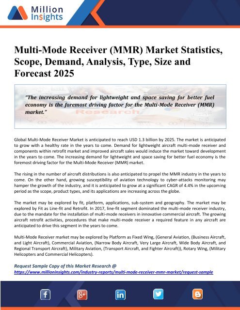 Multi-Mode Receiver (MMR) Market Statistics, Scope, Demand, Analysis ...