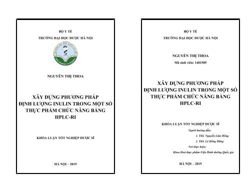 Xây dựng phương pháp định lượng Inulin trong một số thực phẩm chức năng ...