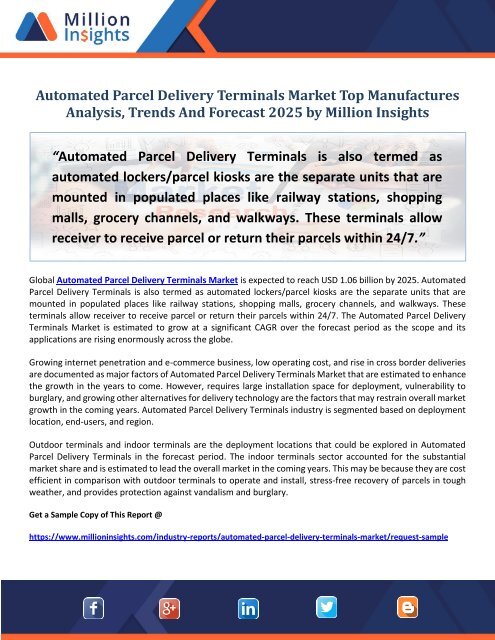 Automated Parcel Delivery Terminals Market Top Manufactures Analysis ...