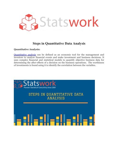Steps in Quantitative Data Analysis