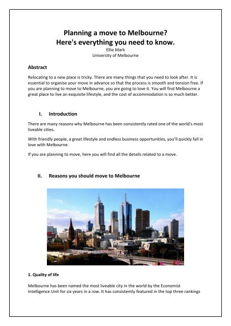 Planning a move to Melbourne - Here is everything you need to know