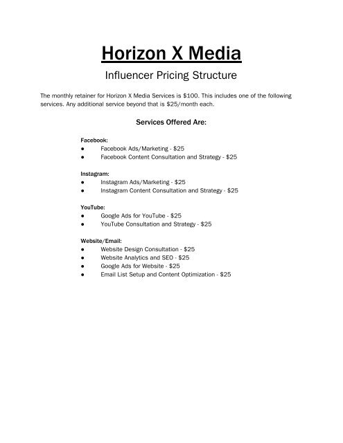 Pricing Structure