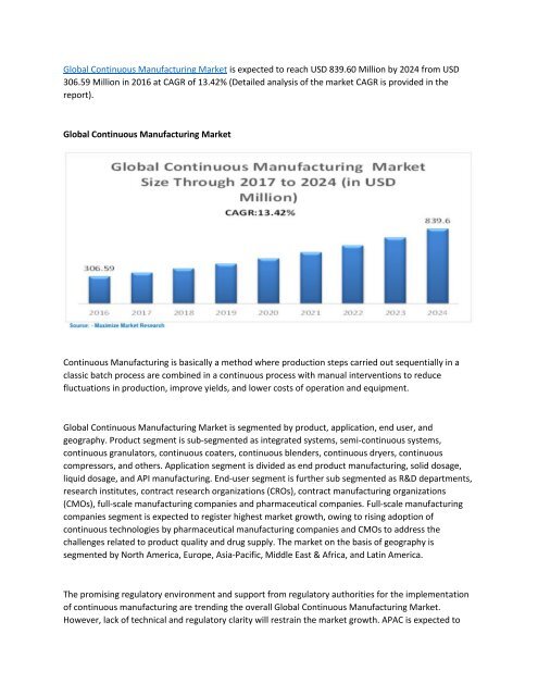 Global Continuous Manufacturing Market