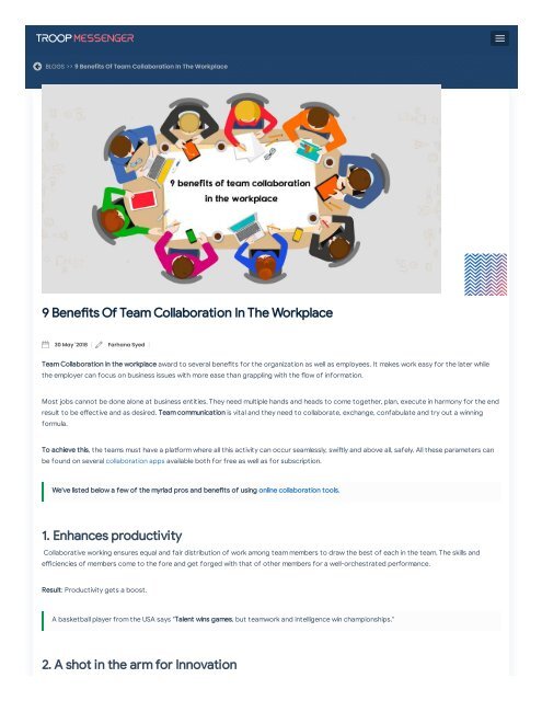 9 Benefits Of Team Collaboration In The Workplace