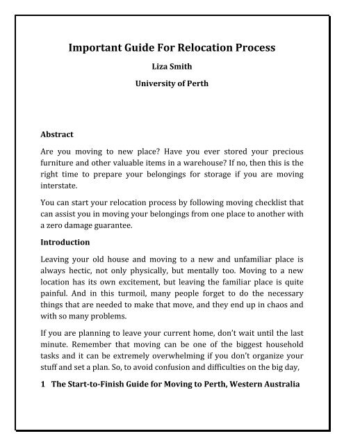 Important Guide For Relocation Process