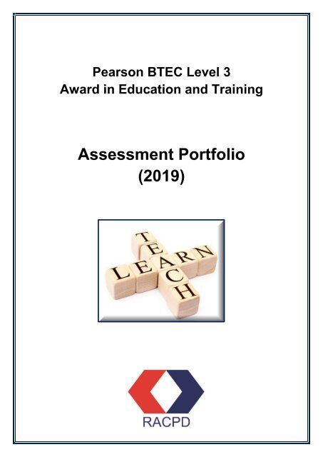 Pearson BTEC Level 3 Assessment Portfolio 2019