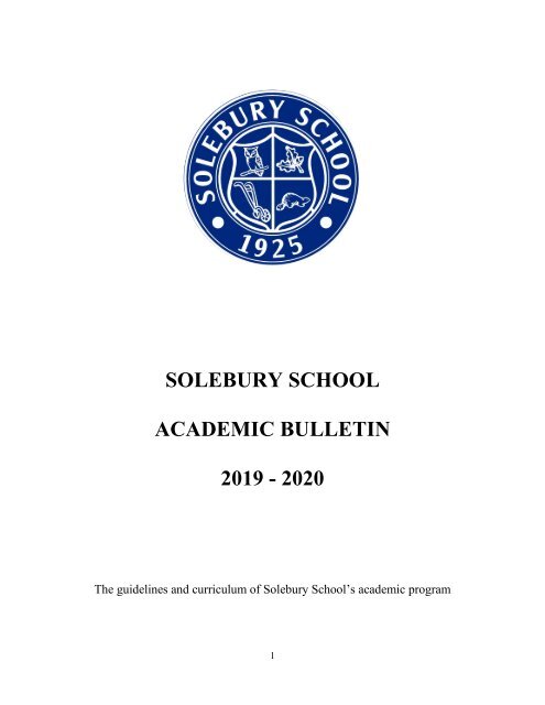 Solebury School's 2019-2020 Academic Bulletin
