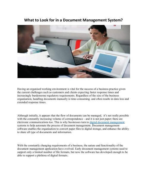 What to Look for in a Document Management System