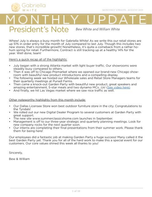 August Monthly Update