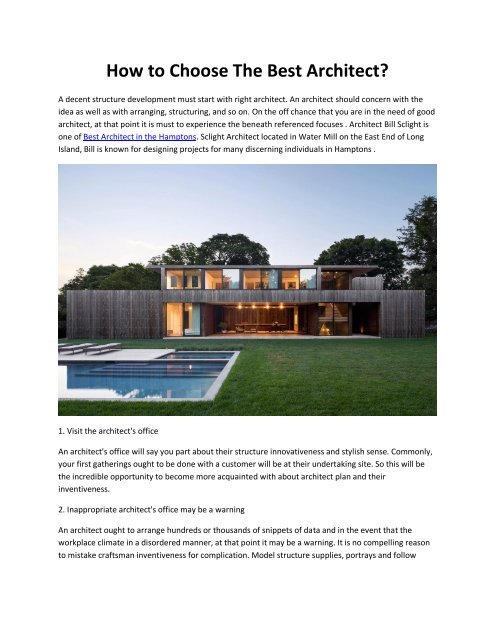 How to Choose The Best Architect