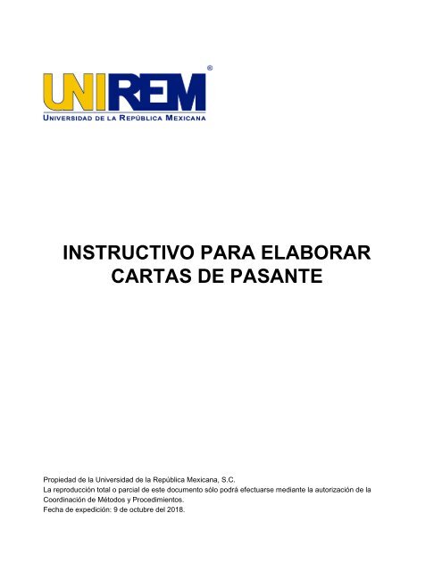 Instructivo para elaborar cartas de pasante