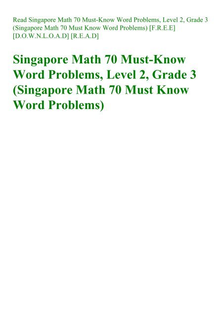 Read Singapore Math 70 Must-Know Word Problems Level 2 Grade 3 ...