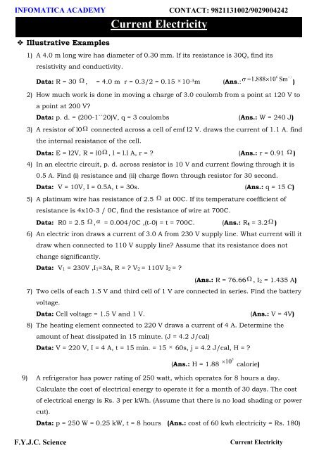Class 11 Important Questions for Physics - Current Electricity