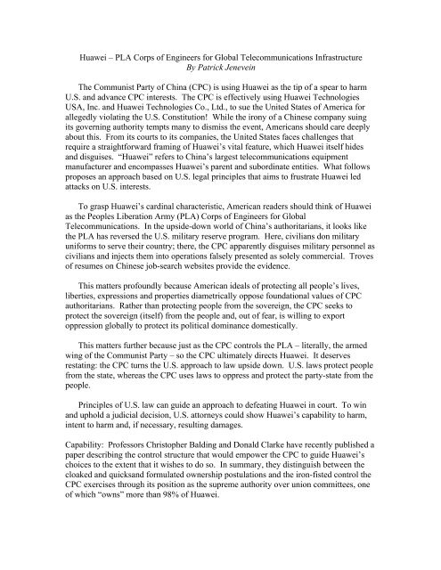 Huawei – PLA Corps of Engineers for Global Telecommunications ...