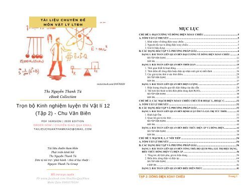 Trọn bộ Kinh nghiệm luyện thi Vật lí 12 (Tập 2) - Chu Văn Biên