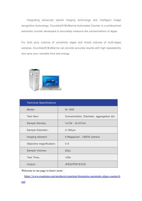 Countstar BioMarine Professional Automatic Algae Counter