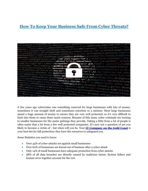 How To Keep Your Business Safe From Cyber Threats