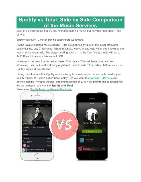 Spotify vs Tidal Side by Side Comparison of the Music Services