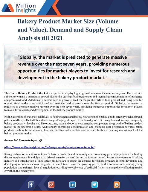 Bakery Product Market Size (Volume and Value), Demand and Supply Chain ...