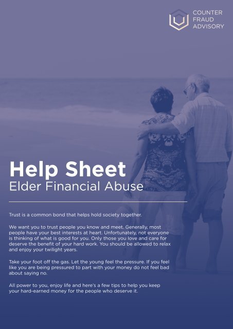 Counter Fraud Advisory - Help Sheet - Elder Financial Abuse_Final