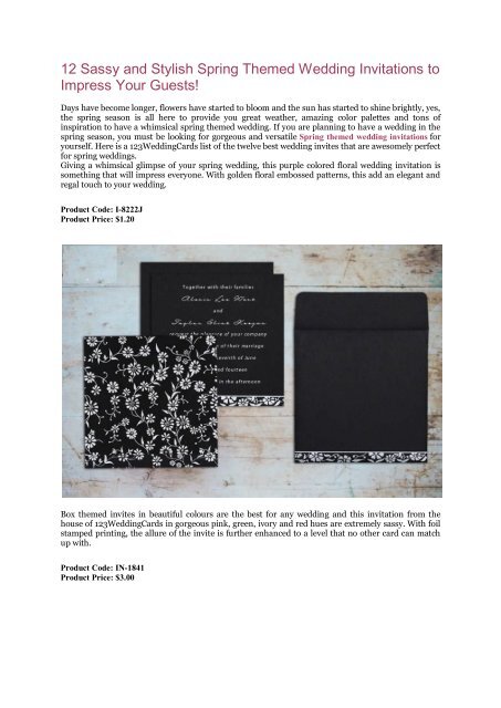 12 Sassy and Stylish Spring Themed Wedding Invitations