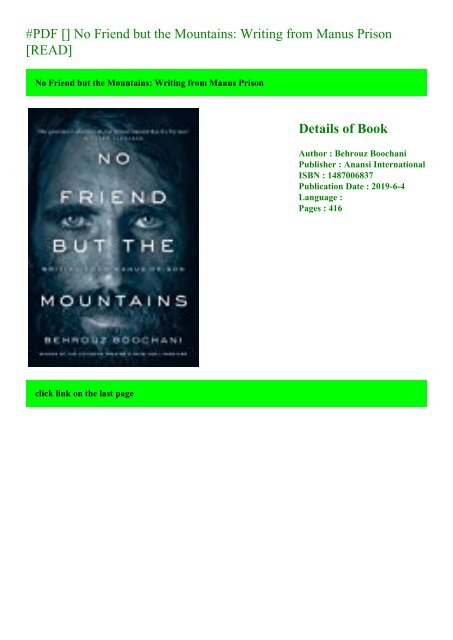 #PDF [Download] No Friend but the Mountains Writing from Manus Prison ...
