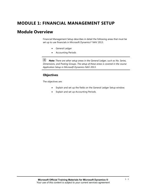 Module 1 Financial Management Setup