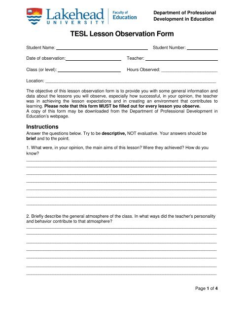 TESL_Lesson Observation Form