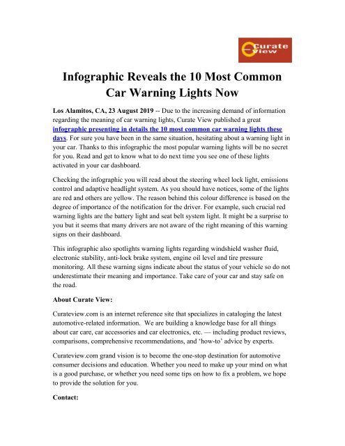 Infographic Reveals the 10 Most Common Car Warning Lights Now