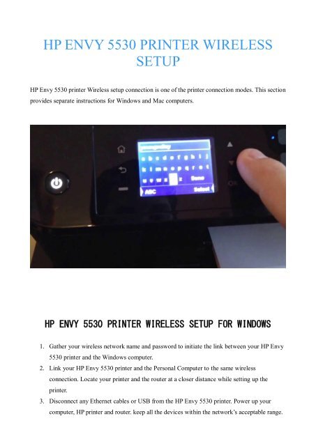 HP ENVY 5530 PRINTER WIRELESS SETUP