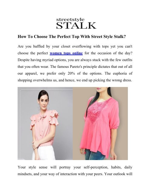 Choose Perfect Tops For Women Online With Street Style Stalk