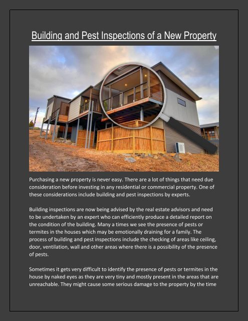 Building and Pest Inspections of a New Property
