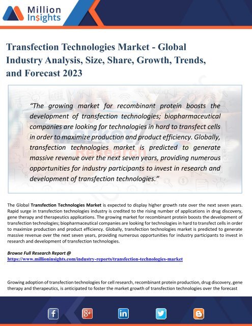 Transfection Technologies Market Share, Distributor Analysis and ...