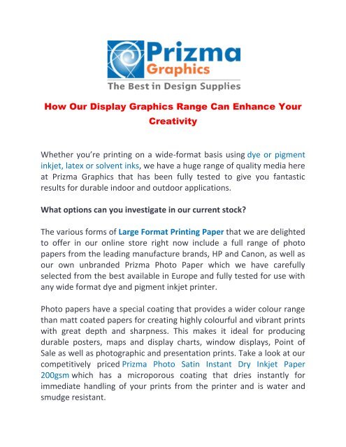 How Our Display Graphics Range Can Enhance Your Creativity