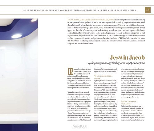 Jeswin Jacob Leading a su