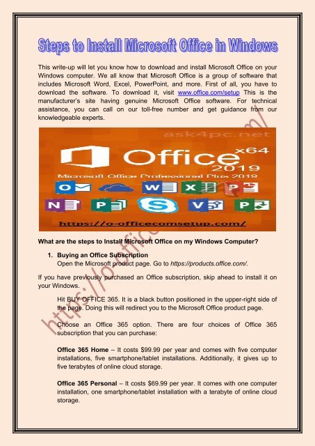 steps to install microsoft office