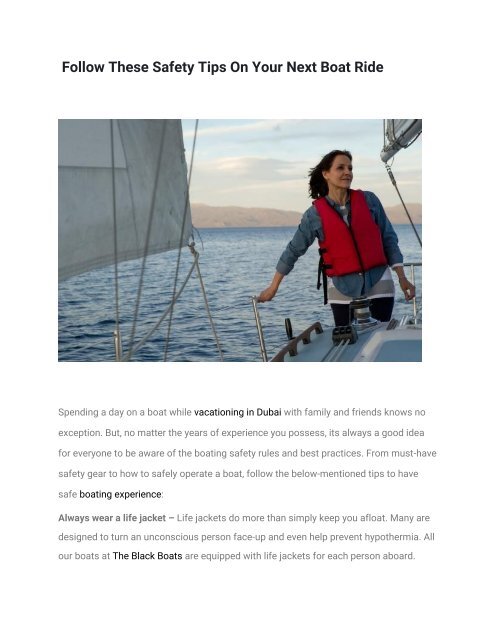 Follow These Safety Tips On Your Next Boat Ride