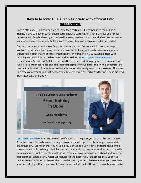 How to become LEED Green Associate with efficient time management.