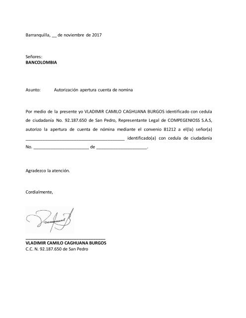 Carta De Autorizacion Para Apertura Cuenta De Nomina Nacional Images Carta De Autorizacion Para Apertura Cuenta De Nomina Nacional Images
