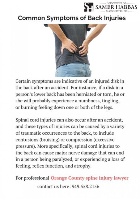 Common Symptoms of Back Injuries