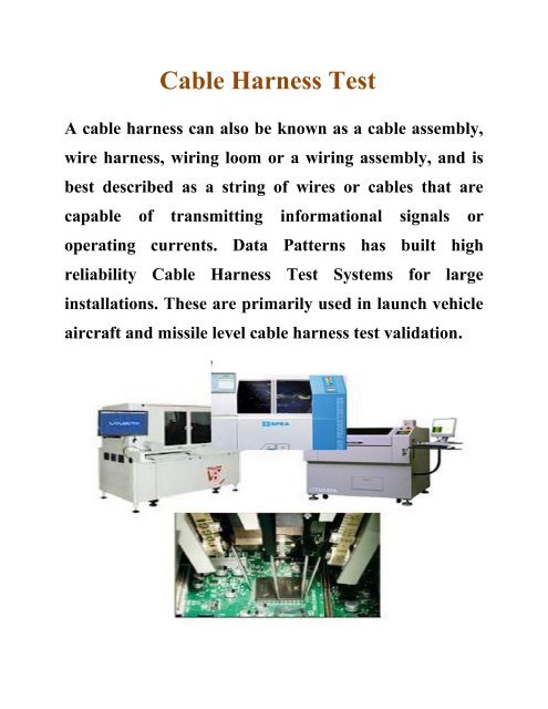 Cable Harness Test Pdf