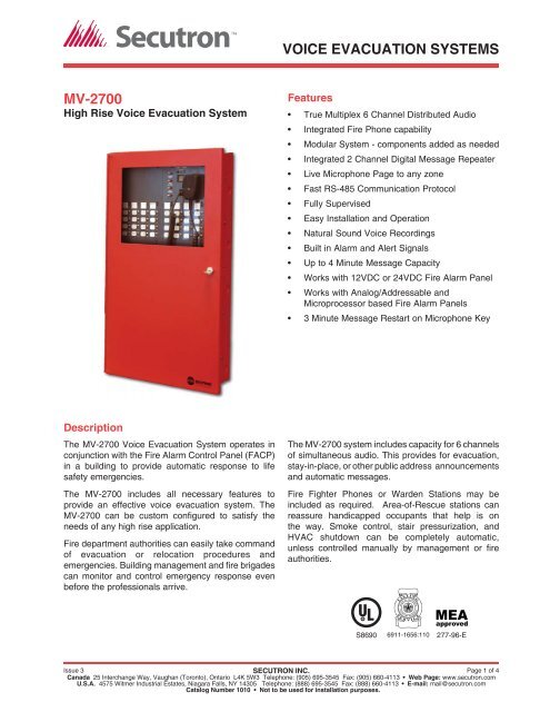 CAT-1010_MV-2700_High_Rise_Voice_Evacuation_System