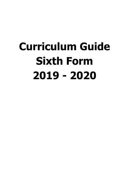 Sixth Form Curriculum Booklet