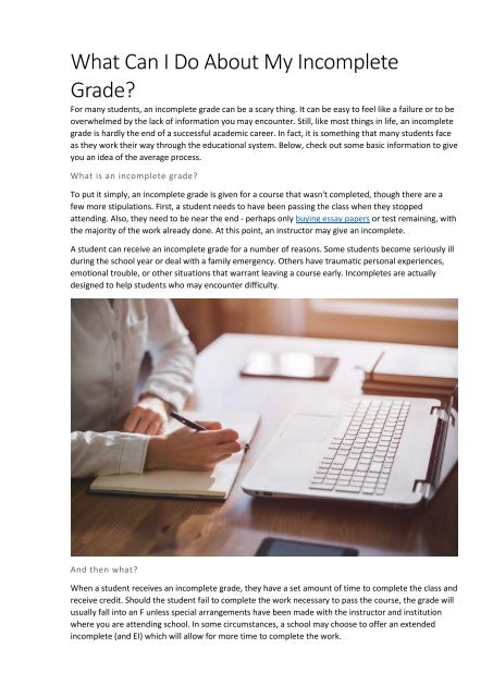 What Can I Do About My Incomplete Grade