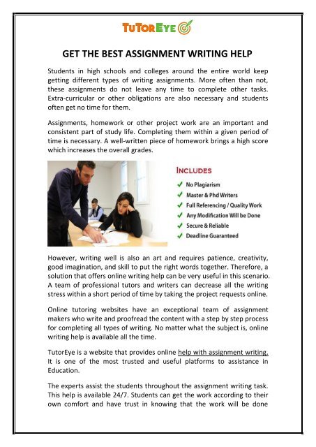 GET THE BEST ASSIGNMENT WRITING HELP