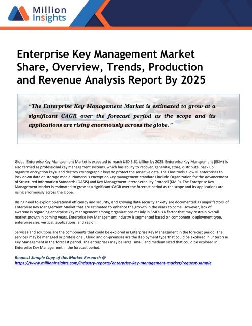 Enterprise Key Management Market Share, Overview, Trends, Production ...