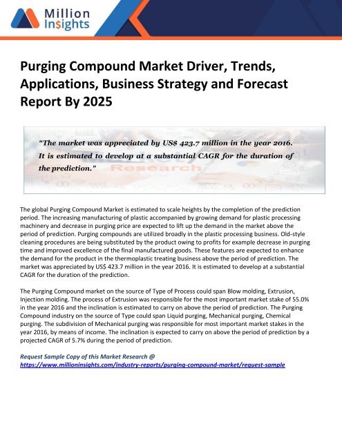 Purging Compound Market Driver, Trends, Applications, Business Strategy ...