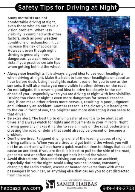 Safety Tips for Driving at Night